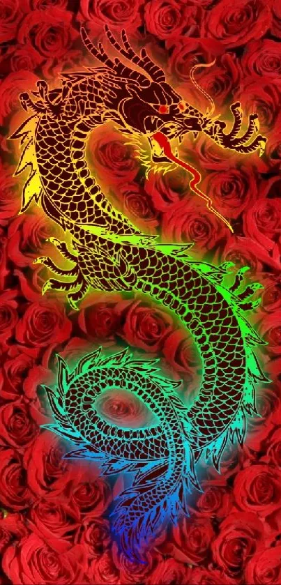Vibrant Dragon on Red Roses - free download