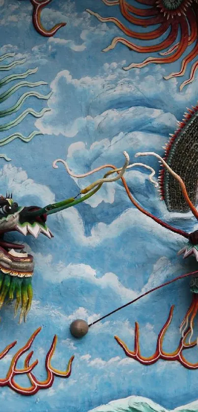 Vibrant Dragon Wall Mural Art - free download