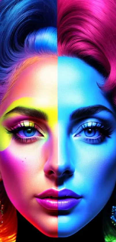 Vibrant Dual-Tone Face Art - free download