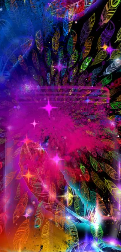 Vibrant Feather Explosion Wallpaper - free download