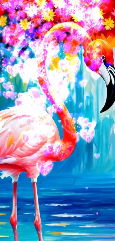 Vibrant Flamingo Art Wallpaper - free download