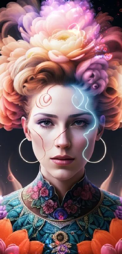 Vibrant Floral Fantasy Portrait - free download