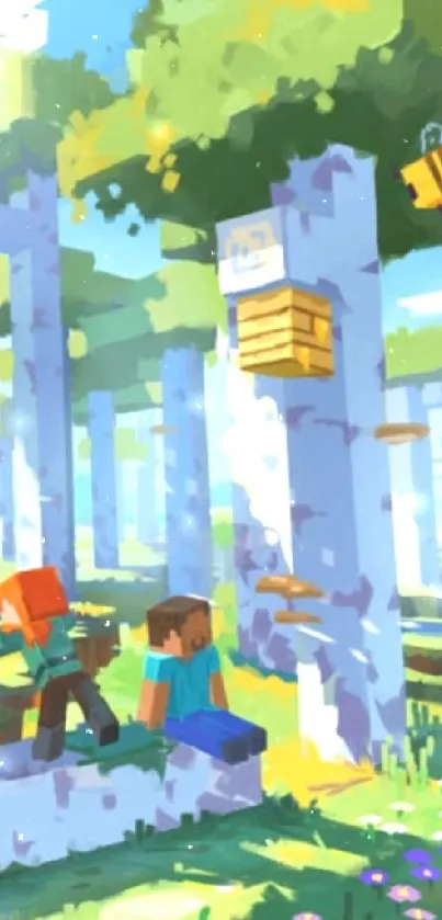 Vibrant Forest Minecraft Scene - free download