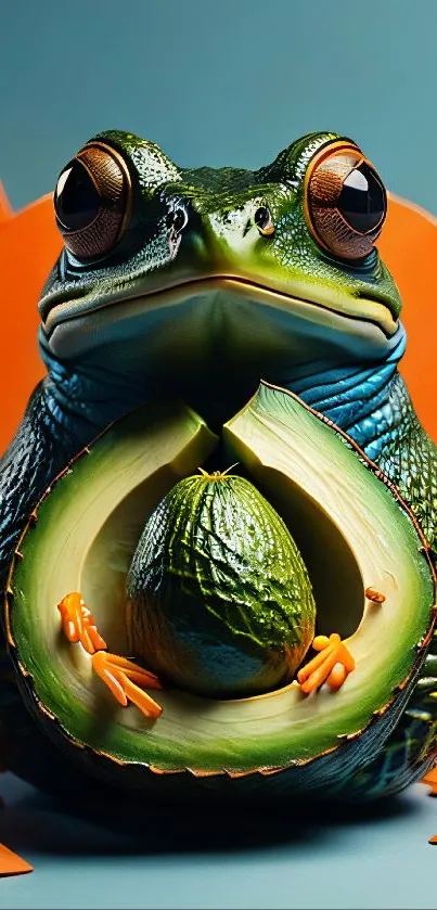 Vibrant Frog and Avocado Art - free download