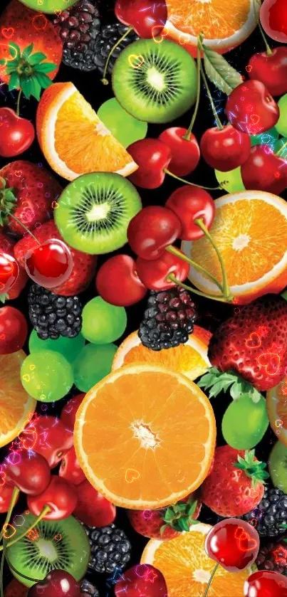 Vibrant Fruit Pattern Wallpaper - free download