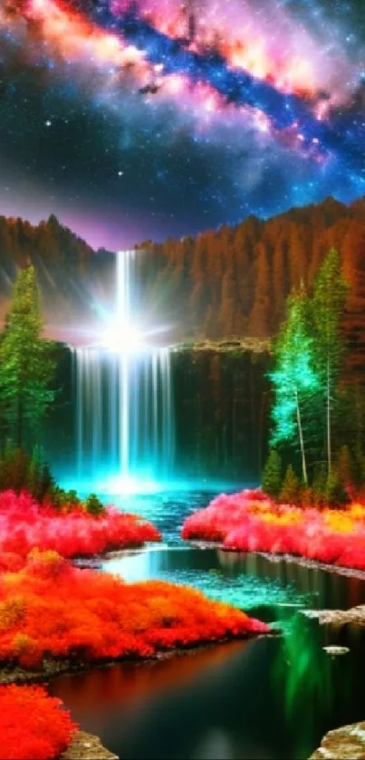 Vibrant Galaxy Waterfall Wallpaper - free download