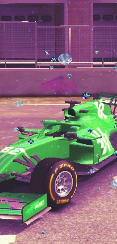 Vibrant Green Racing Car Wallpaper - free download