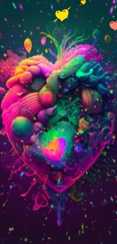 Vibrant Heart Shaped Art Wallpaper - free download