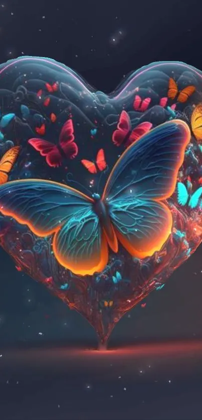Vibrant Heart with Butterflies - free download