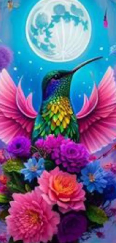 Vibrant Hummingbird Moon Wallpaper - free download