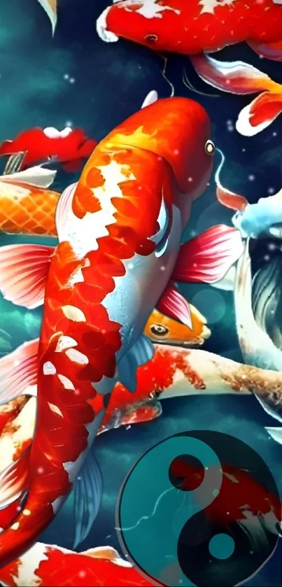 Vibrant Koi Fish Art Wallpaper - free download