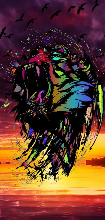 Vibrant Lion Art Wallpaper - free download