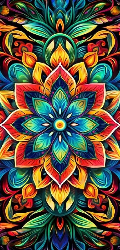 Vibrant Mandala Phone Wallpaper - free download