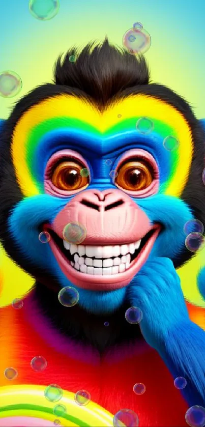 Vibrant Monkey Rainbow Wallpaper - free download