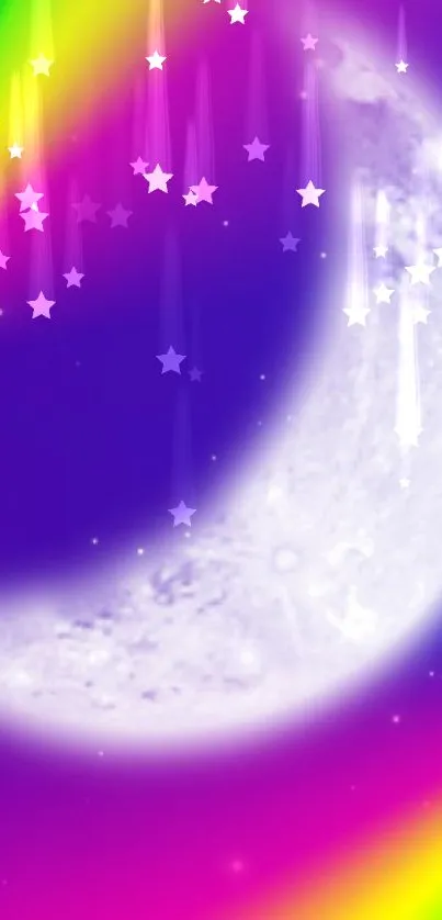 Vibrant Moon Rainbow Wallpaper - free download