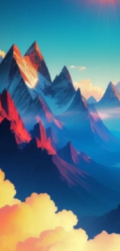 Vibrant Mountain Sunrise Wallpaper - free download