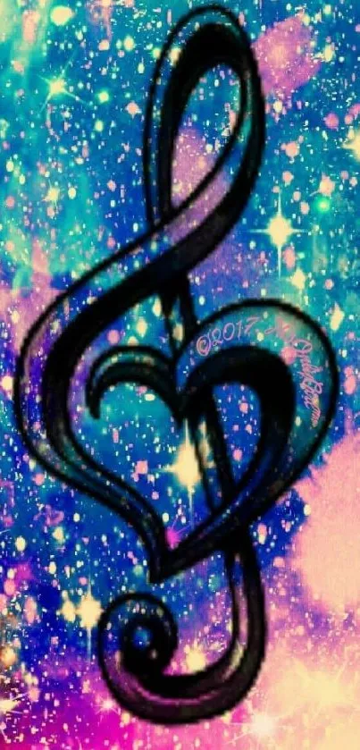Vibrant Music Note Galaxy Wallpaper - free download
