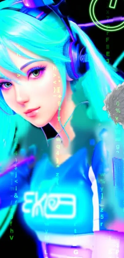 Vibrant Neon Anime Character Wallpaper - free download