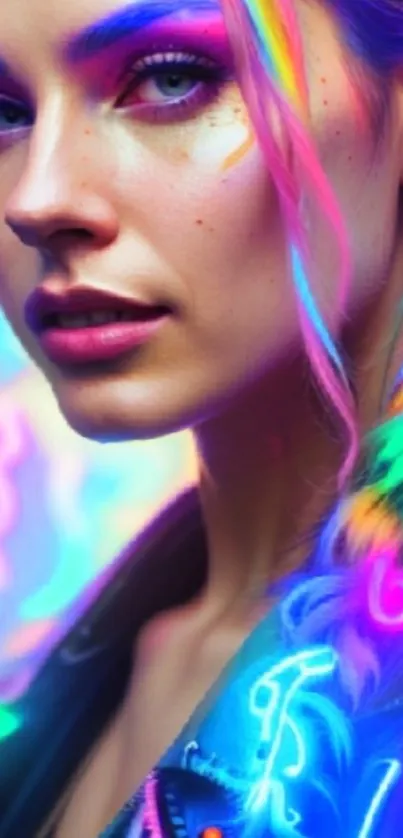 Vibrant Neon Art Portrait Wallpaper - free download