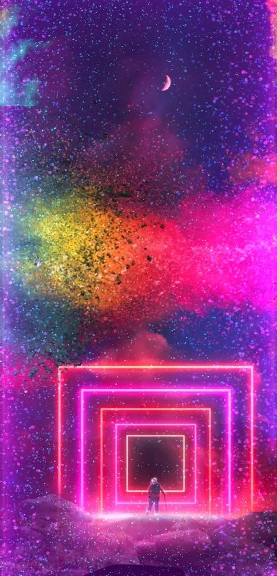 Vibrant Neon Cosmic Wallpaper - free download