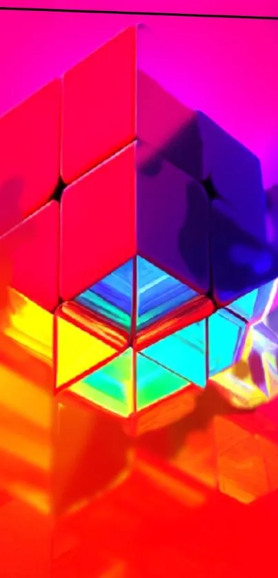 Vibrant Neon Cube Wallpaper - free download