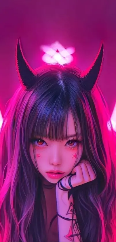 Neon Devil Aesthetic Wallpaper - free download