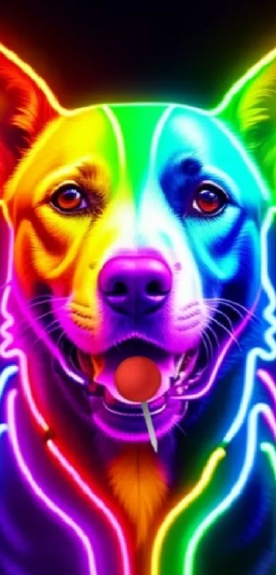 Vibrant Neon Dog Art Wallpaper - free download