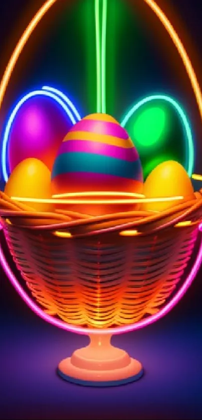 Vibrant Neon Egg Basket Wallpaper - free download