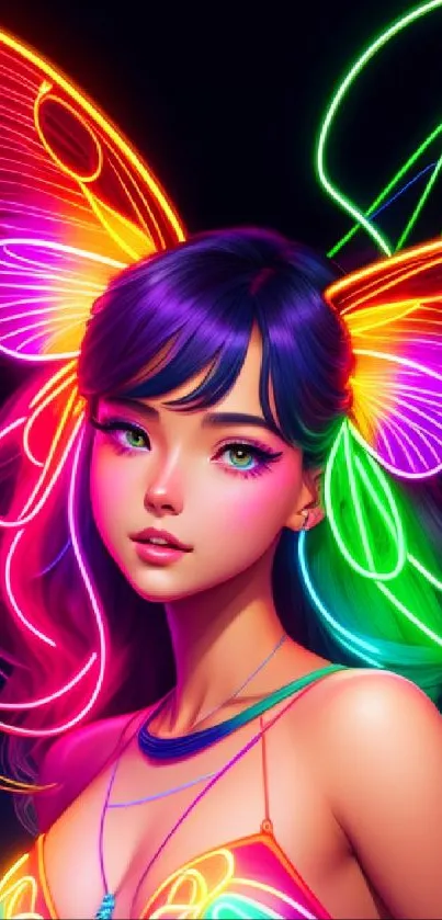 Vibrant Neon Fairy Wallpaper - free download