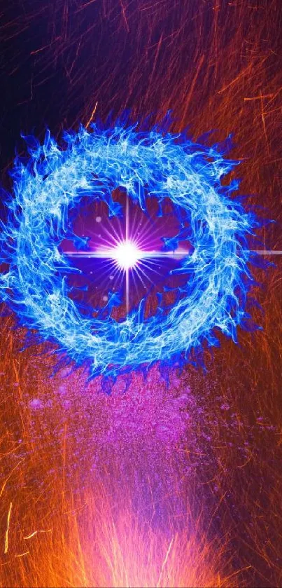 Vibrant Neon Fire Ring Wallpaper - free download