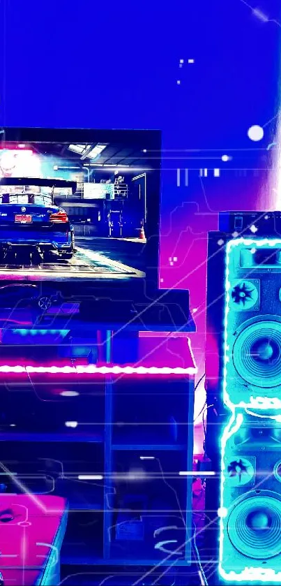 Vibrant Neon Gaming Setup - free download