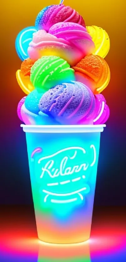Vibrant Neon Ice Cream Art - free download