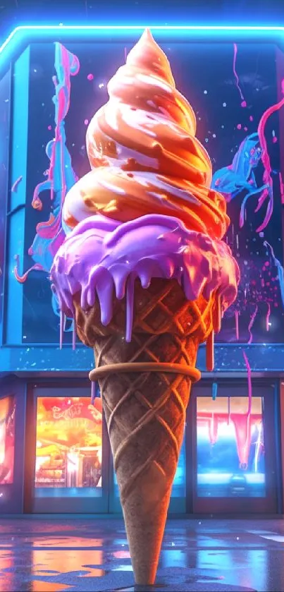 Vibrant Neon Ice Cream Art - free download