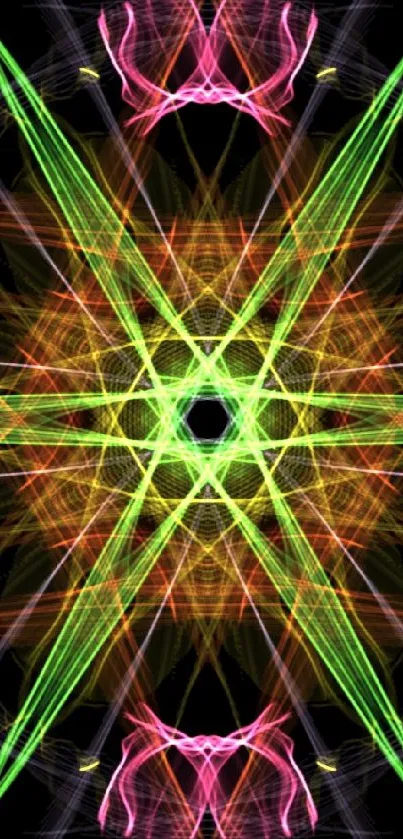 Vibrant Neon Kaleidoscope Art - free download