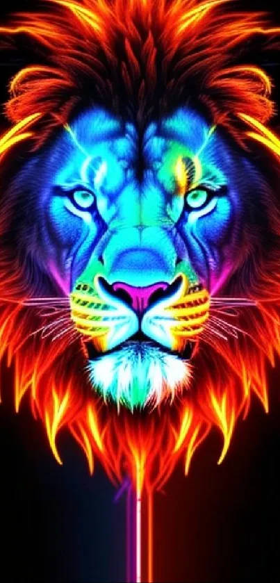 Vibrant Neon Lion Art - free download