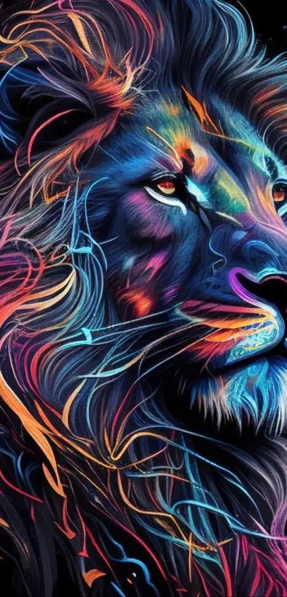 Vibrant Neon Lion Art - free download