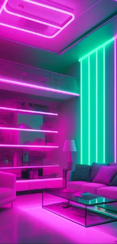 Vibrant Neon Living Room Aesthetic - free download