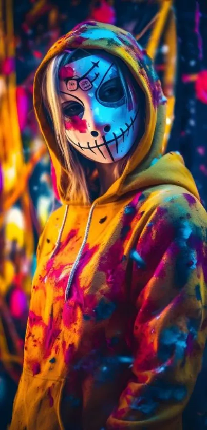 Vibrant Neon Masked Art - free download