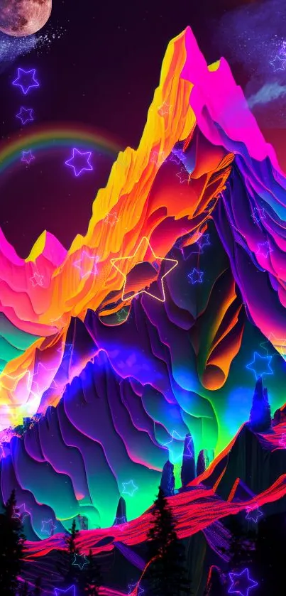Vibrant Neon Mountain Landscape - free download