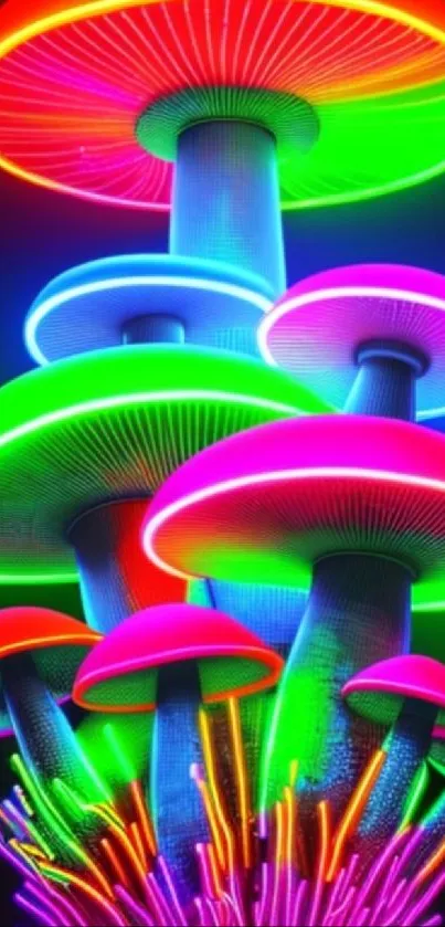 Vibrant Neon Mushroom Art - free download