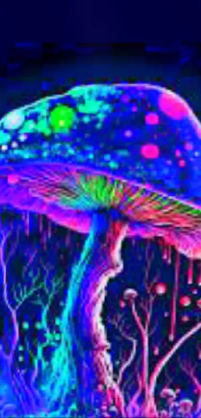 Vibrant Neon Mushroom Art - free download