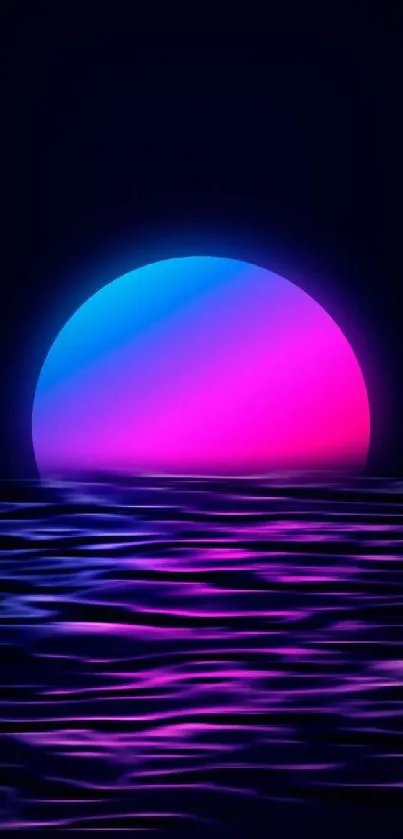 Vibrant Neon Ocean Sunset Wallpaper - free download