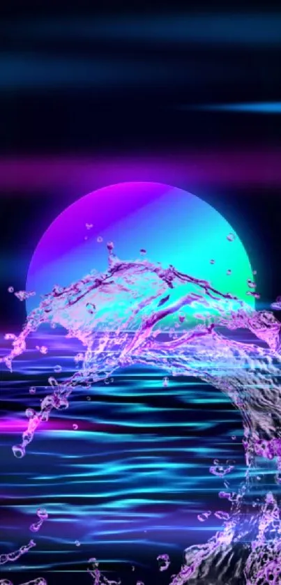 Vibrant Neon Ocean Wave Wallpaper - free download