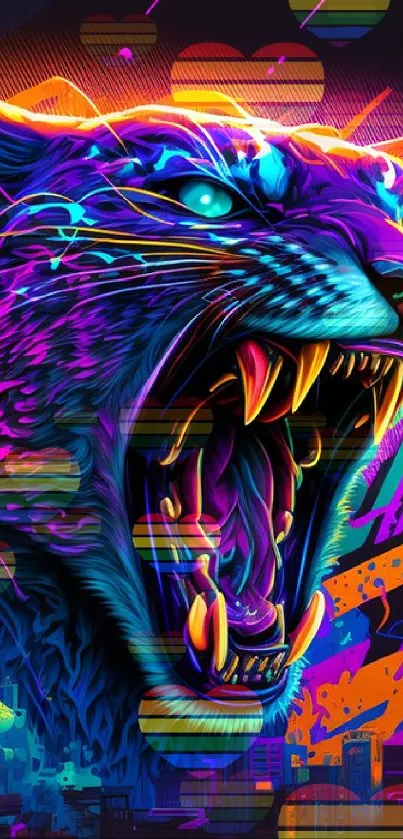 Vibrant Neon Panther Art - free download