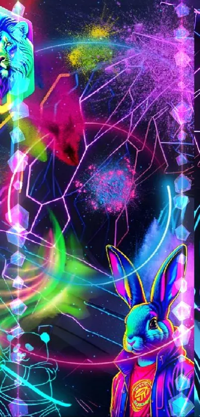 Vibrant Neon Panther Art - free download