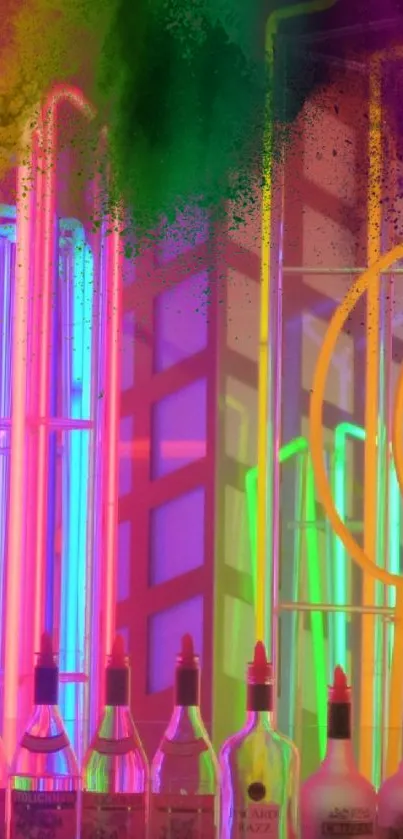 Vibrant Neon Pipe Art Wallpaper - free download