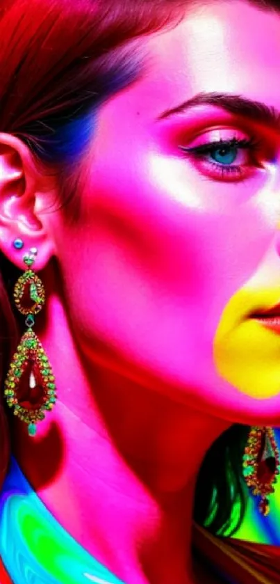 Vibrant Neon Portrait Art Wallpaper - free download