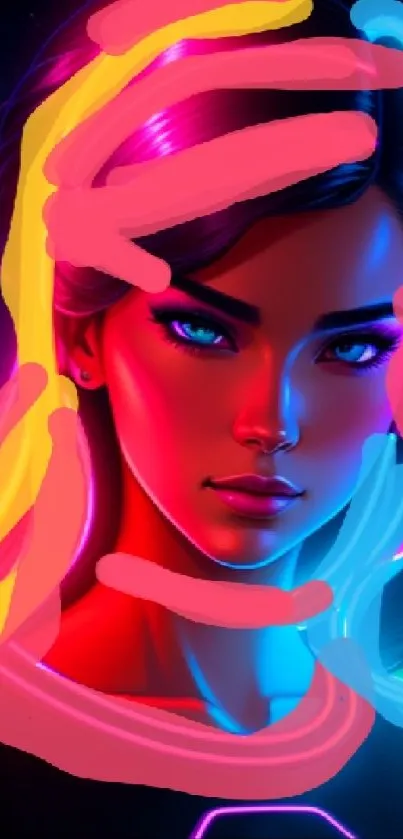 Vibrant Neon Portrait Wallpaper - free download