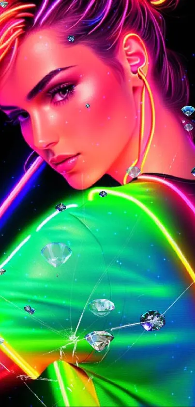 Vibrant Neon Portrait Wallpaper - free download