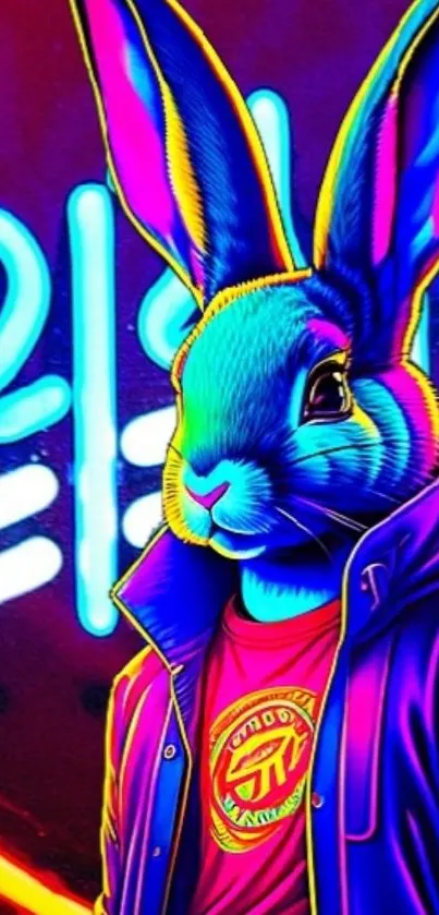 Vibrant Neon Rabbit Art - free download